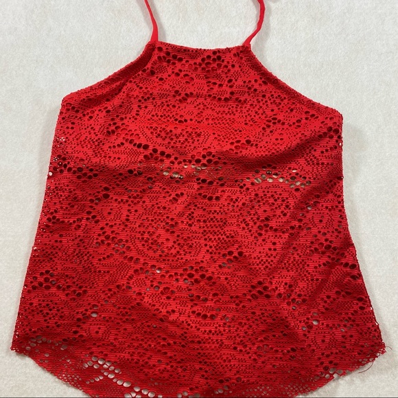 Mossimo Supply Co. | Swim | Mossimo Red Lace Halter Top Tankini Top ...